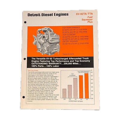 Detroit Diesel Engines Spec Sheet GM 6V-92 TA/TTA 335hp Fuel Squeezer ...