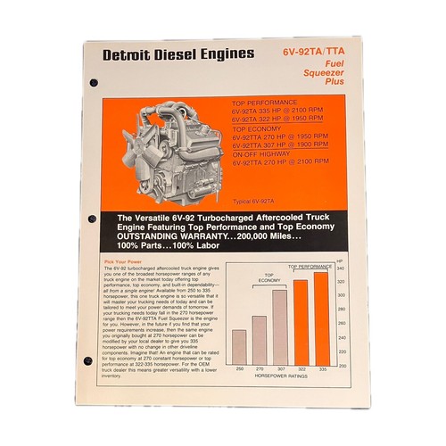 Detroit Diesel Engines Spec Sheet GM 6V-92 TA/TTA 335hp Fuel Squeezer ...