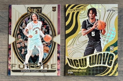 NBA 2024-25 Stephon Castle Rookie Card Lot (2) - RC San Antonio Spurs ...