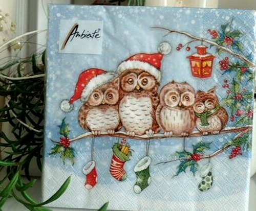 20 Servietten Eule Eulen Vogel Motiv Ambiente Weihnachten Weihnachtsservietten | eBay.de