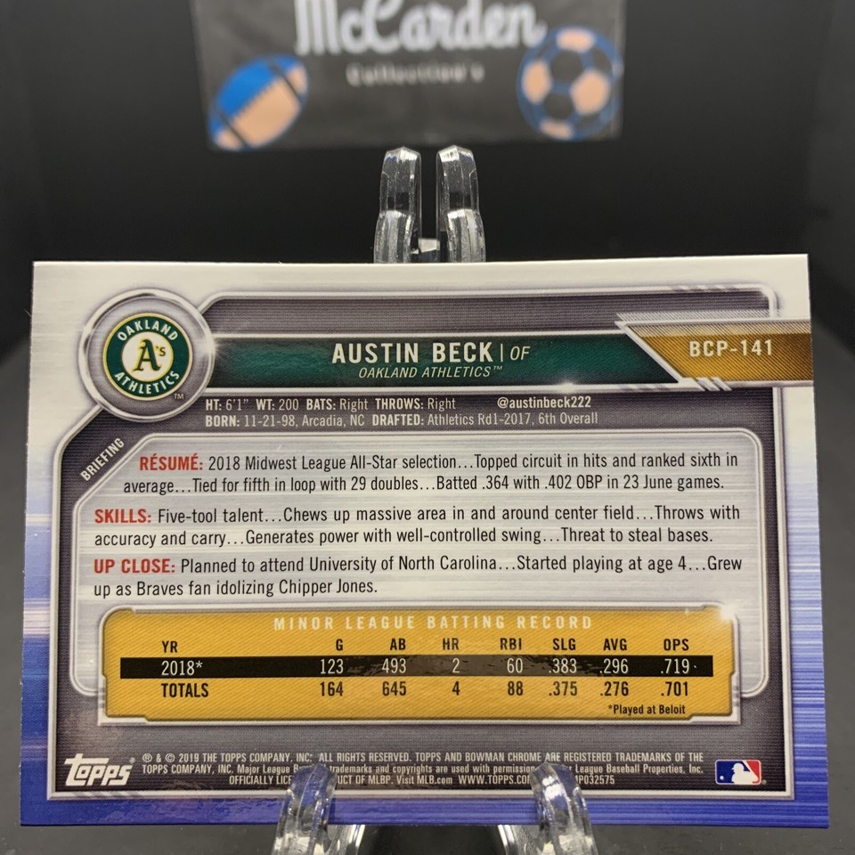 2019 Bowman Chrome Prospects Austin Beck #BCP-141 Oakland Athletics | eBay