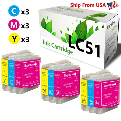 (9-Pack,3C3M3Y) LC 51 LC51 Ink Cartridge for DCP-130C DCP-770CW Printer ...