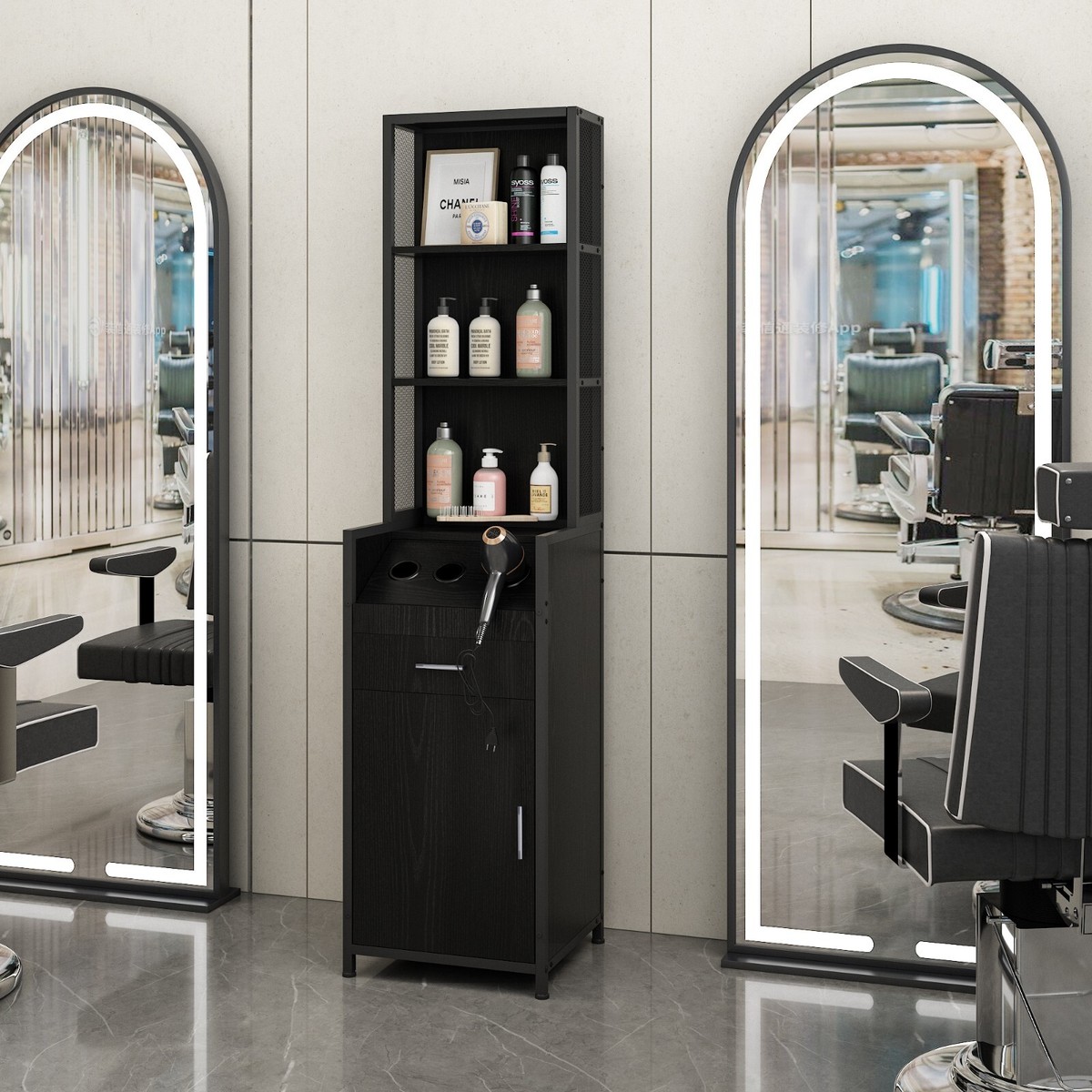 Salon Styling Station Cabinet Modern Wall Mount Salon Styling
