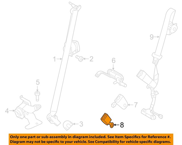 Ford OEM 2016-2019 Explorer 2nd Row Back Rear Seat Belt Buckle End ...