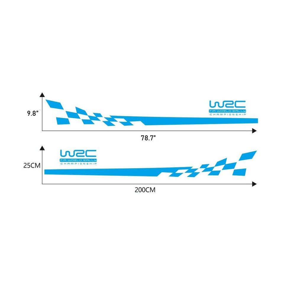 2 Pcs WRC Racing Plaid Hood Side Door Fender Stripes Stickers For Race ...