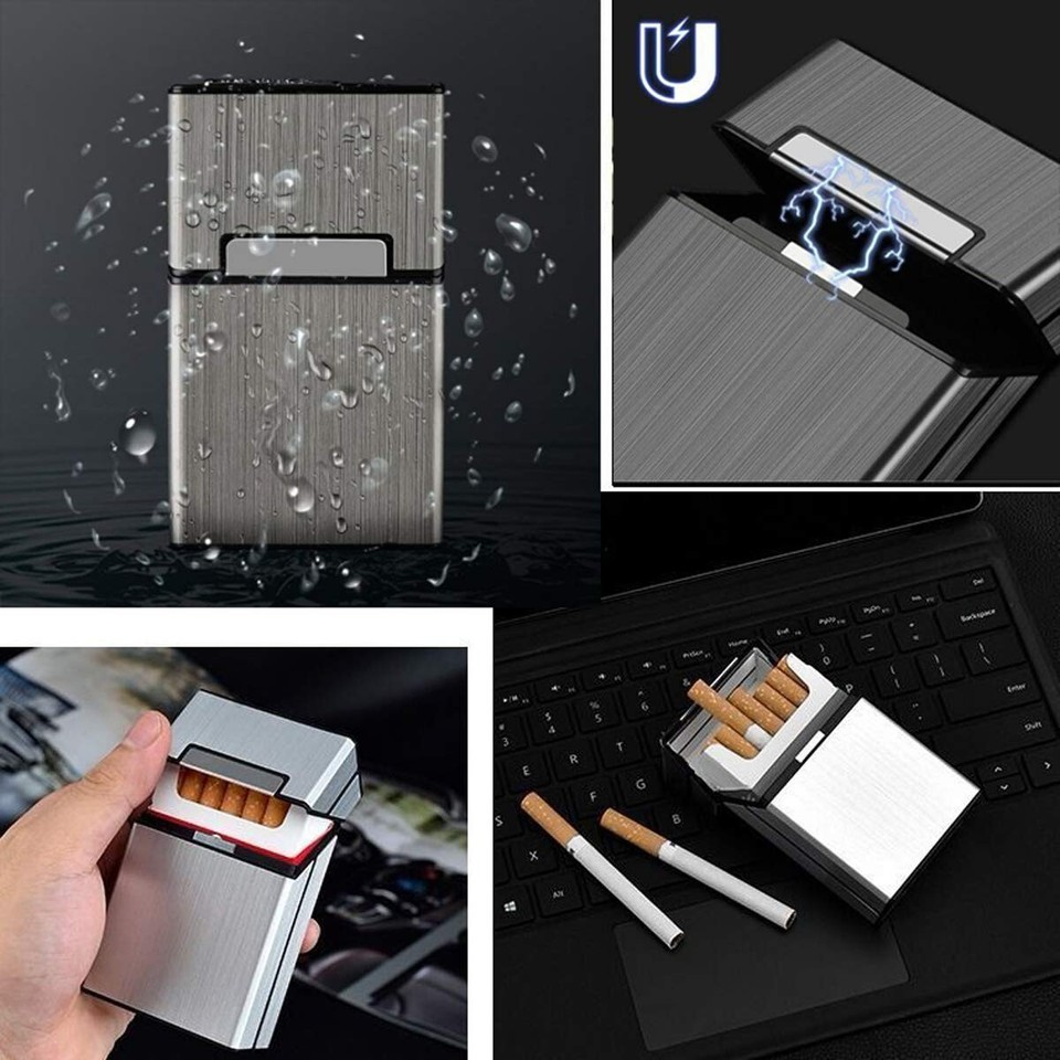 2 Pack Of Metal Cigarette Case with Magnetic Switch Flip Closure, 20 ...