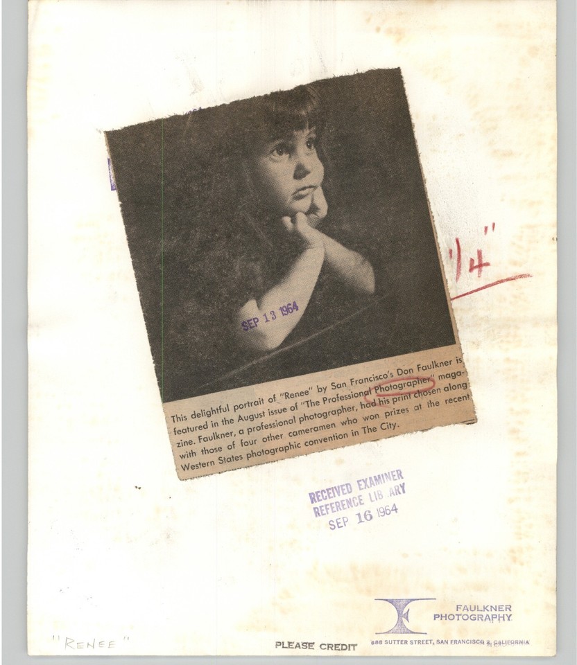 PHOTOGRAPHY ART Portrait SAN FRANCISCO Don Faulkner VINTAGE 1964 Press ...