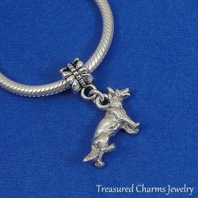 Silver GERMAN SHEPHERD Dangle Bead CHARM Dog GSD Shepard fits EUROPEAN ...