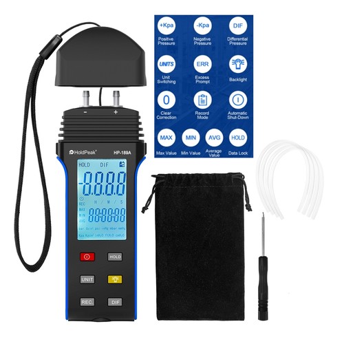 Digital Manometer Dual Port Air Pressure Gauge HVAC Differential Gas ...