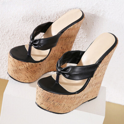 New Women Sexy Super 18CM High Heels Platform Wedges Flip Flop Slippers ...