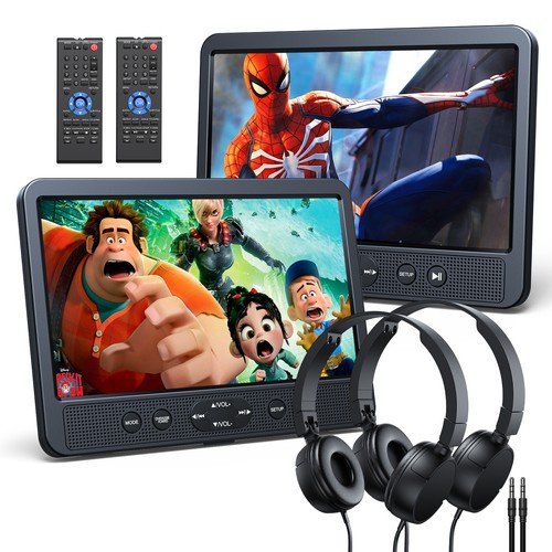 2X 10.5" Dual Car DVD Players with Headphone 1080P Video HDMI Sync ...