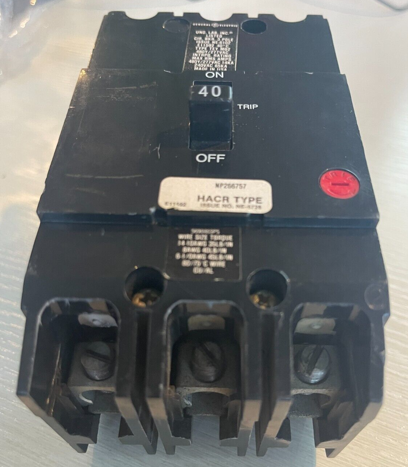 General Electric Circuit Breaker 3 Pole E11592 TEY M02 569B869P4 480Y ...