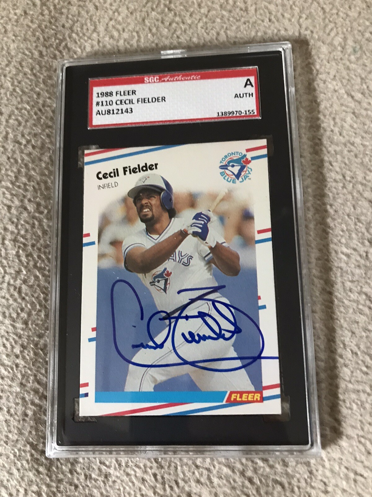Cecil Fielder BOLDLY AUTOGRAPHED ON CARD 1988 Fleer SGC CERTIFIED COA ...