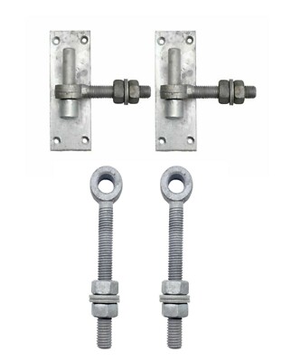 Pair of Heavy Duty Hook on Plates AND Pair of Gate Eye Bolts for Gate ...