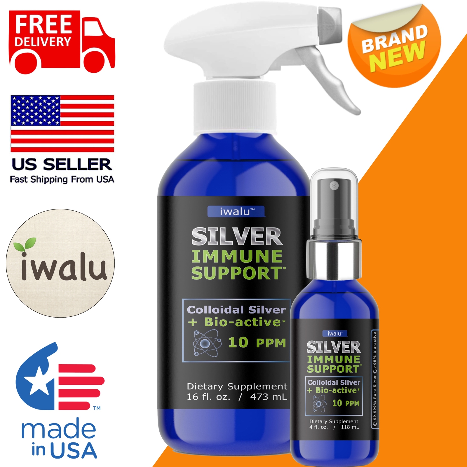 COLLOIDAL SILVER EAR DROPS Bio-active Nano Liquid Spray Drops Support ...