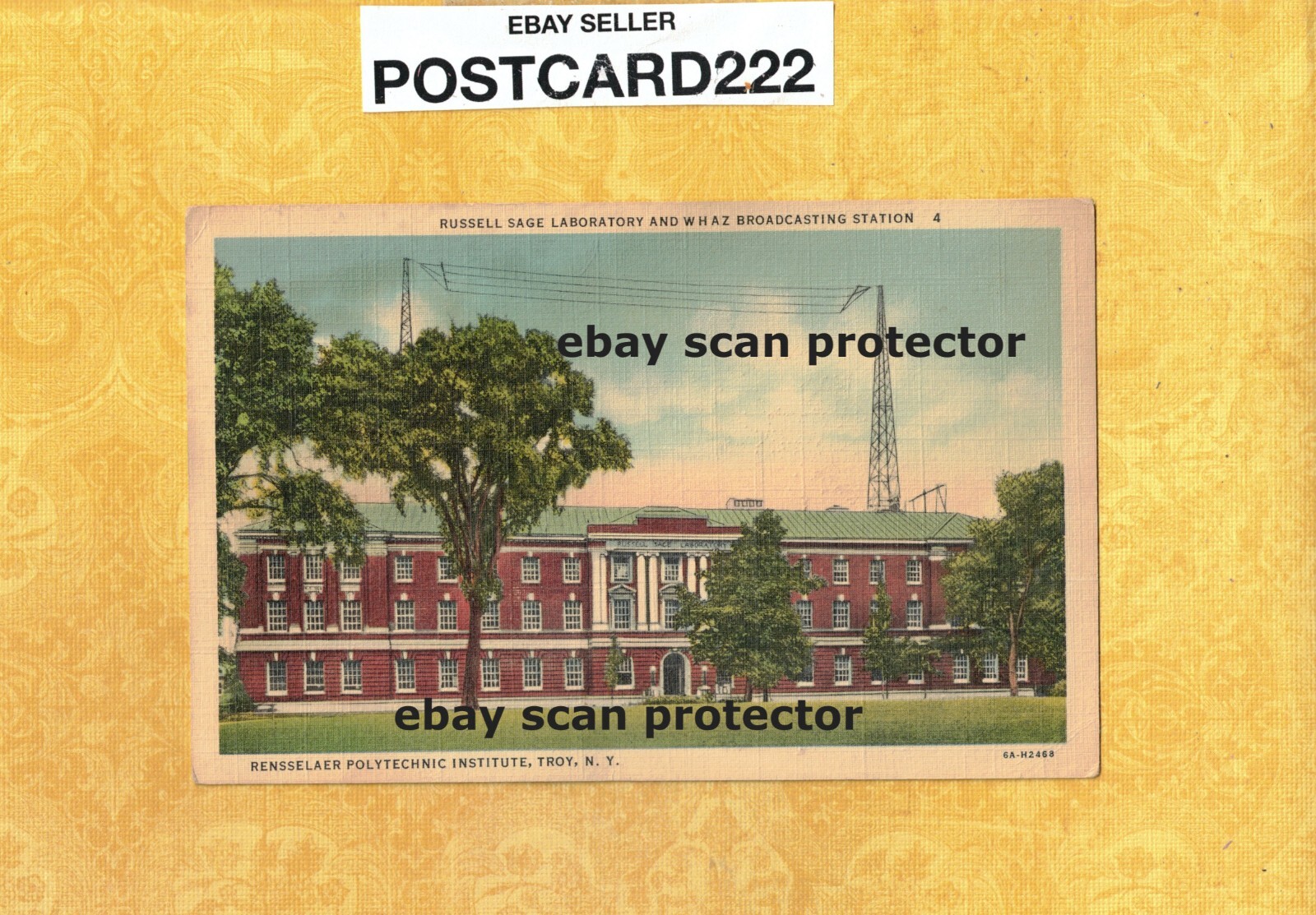 NY Troy 1931-56 vintage postcard RPI Rensselaer Russell Sage LAB WHAZ ...