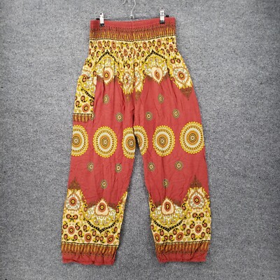 Earthbound Pants Womens XL Red High Rise Pull On Ankle Boho Hippie ...