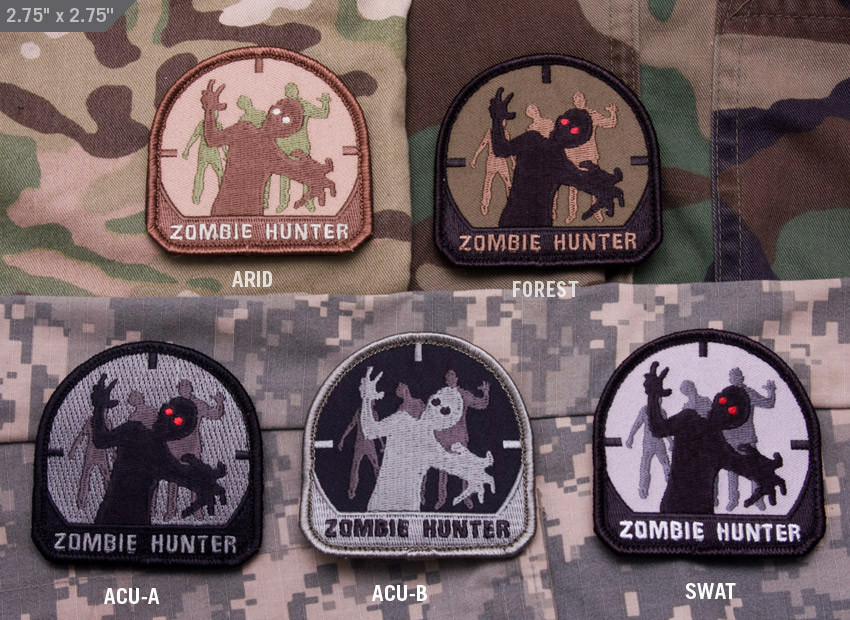 Patch Morale - ZOMBIE HUNTER - ACU-B - Gray background with Black Eyes ...