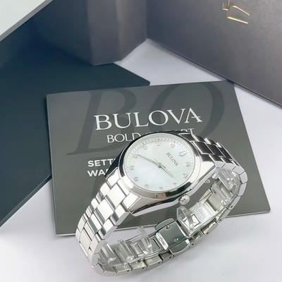 Bulova Surveyor 96P228 Women's Quartz Watch Mother of Pearl Dial 31mm ...