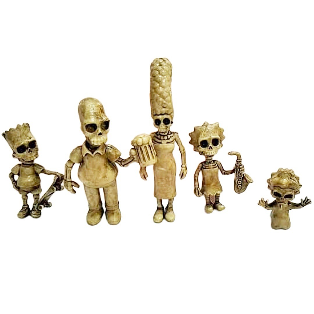 Set Of Homer Simpson Family Skeleton Figures 4” Mexican Bootleg Toy The ...