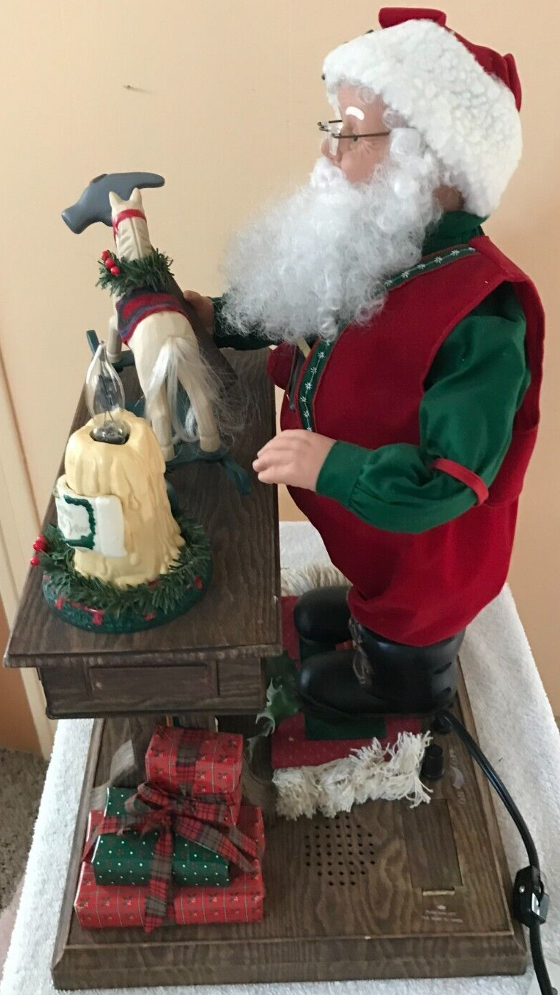 ANIMATED SANTA CLAUSE Old Toy Maker Workshop Motionette Christmas ...