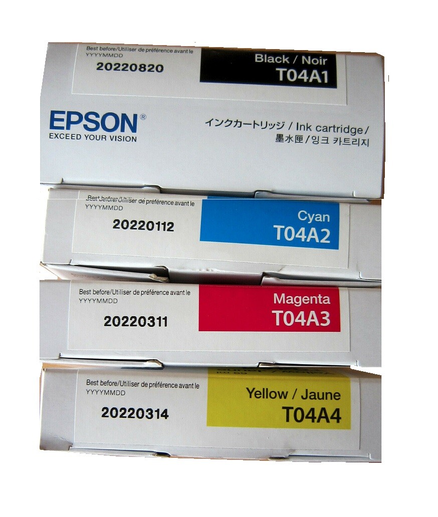 4 x Original Ink Epson WorkForcePro WF-C8190 WF-C8690 / T04A1 - T04A4 ...
