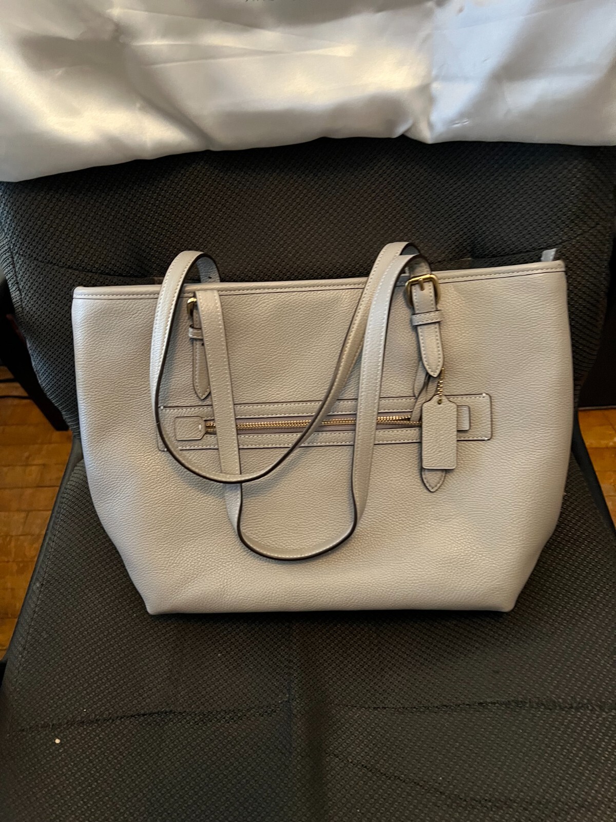 COACH Pebble Leather TAYLOR TOTE Shoulder Bag - Gray - Gem