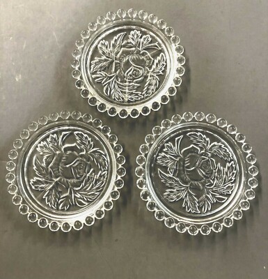 3 German Dem Republic - Crystal Coasters Candlewick-Rose Coasters 4 7/8 ...