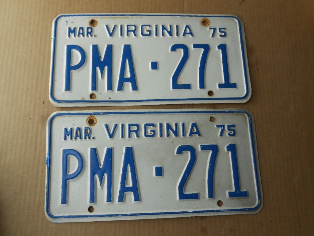 1975 VA Virginia PMA-271 License Plate Pair Original Tags YOM | eBay