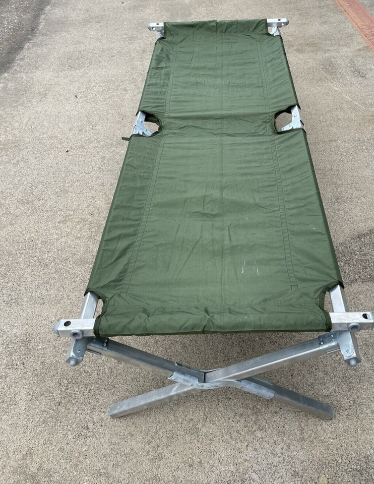NEW USGI MILITARY CAMPING COT HEAVY DUTY FRAME SLEEPING BED OD GREEN ...