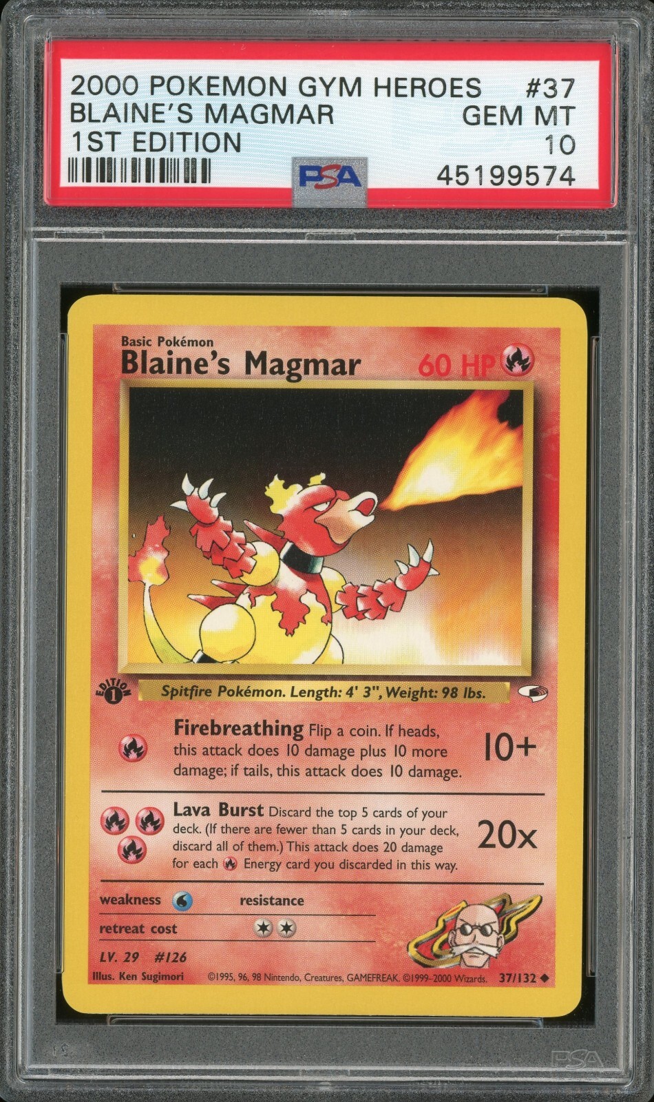 2000 Pokemon Gym Heroes 1st Edition #37 Blaine's Magmar PSA 10 | eBay