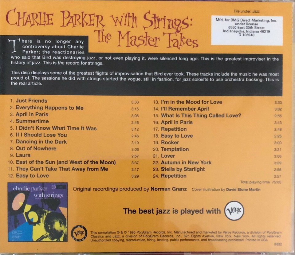 Charlie Parker with Strings: The Master Takes; Cleff Records Series ...