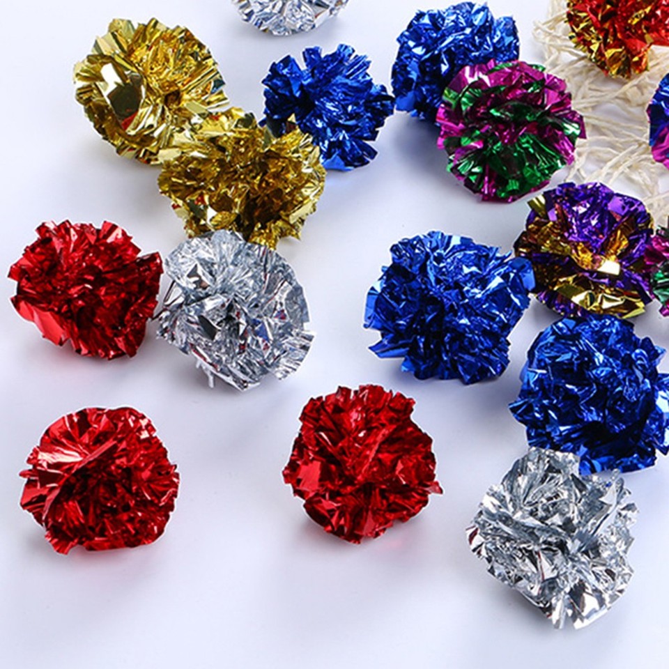 24pcs Squeaky Teaser Balls Crinkle Balls Cat Toys Best Interactive ...