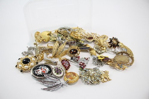 500g Bulk Unsorted Brooches Mixed Tone Floral Stone Set Rhinestone | eBay
