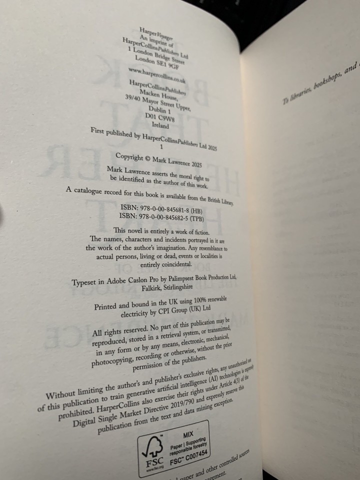 THE LIBRARY TRILOGY - Mark Lawrence - Broken Binding signed & matching ...