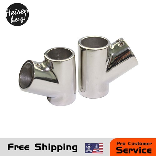2Pcs Boat Hand Rail Fittings 60 Degree Tee 7/8" 316 Marine Grade ...