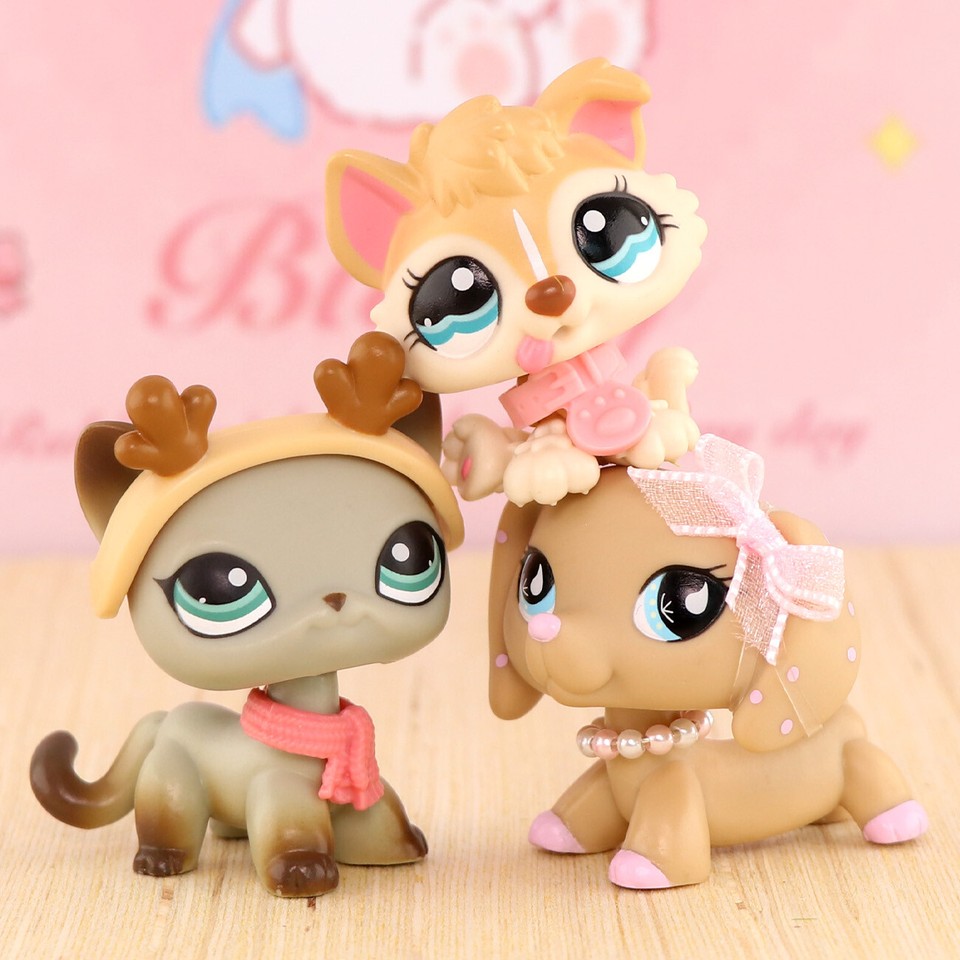 3x LPS Shorthair Cat 391 LPS Baby Husky 1013 LPS Dachshund 909 with ...