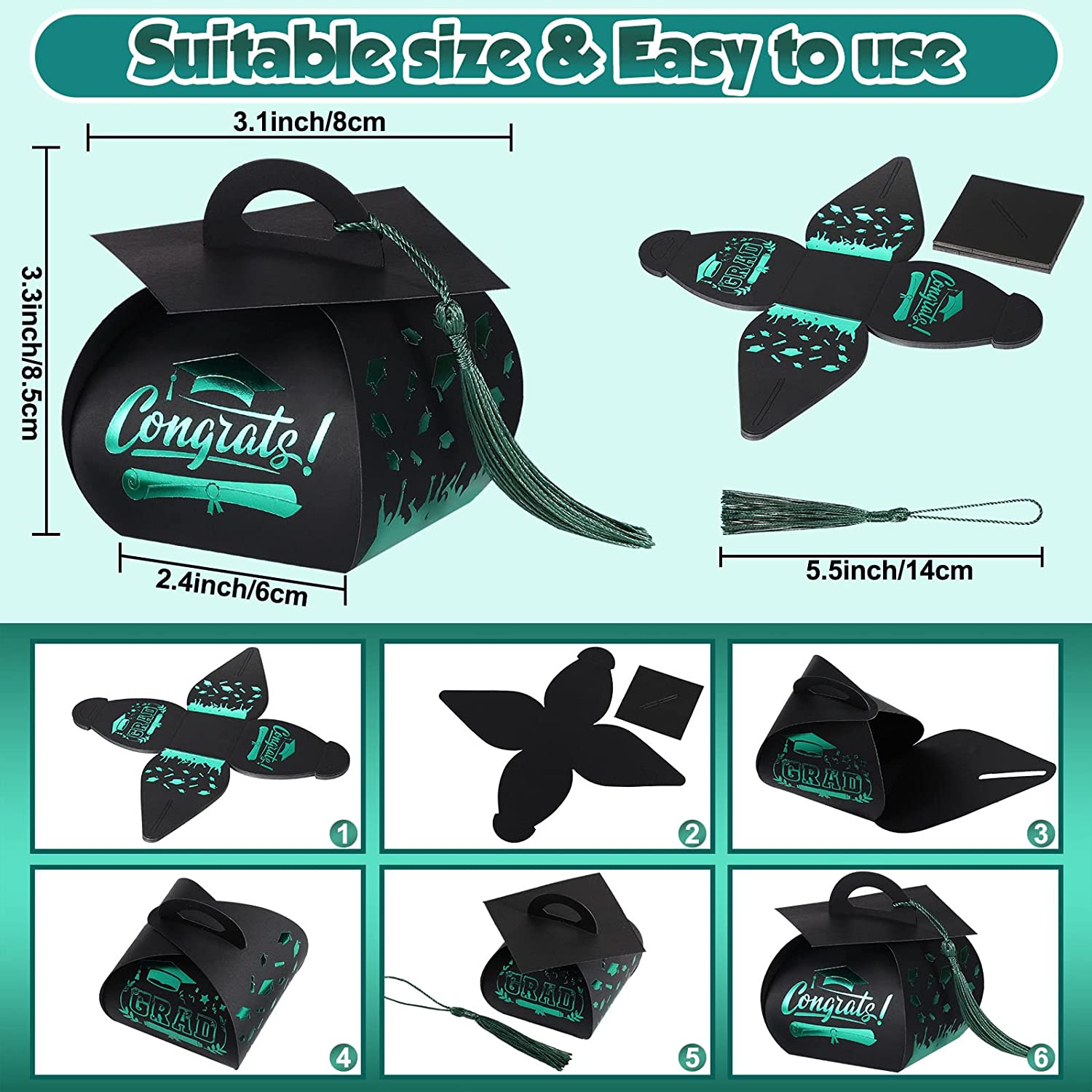 30 Pcs Graduation Cap Gift Box Party Favors Candy Box with Tassel | eBay