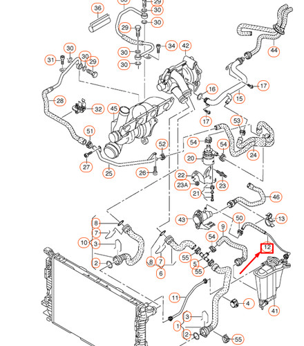 NEW AUDI A4 B8 REAR COOLANT EXPANSION TANK HOSE 8K0121081AH OEM NO DUTY ...
