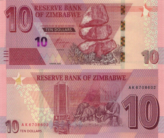 Two (2) X Z$10 Dollar UNC Zimbabwe Currency Banknote / Bond Note (2019 ...