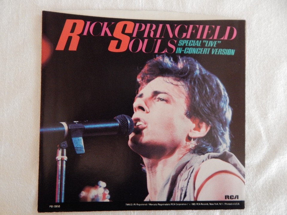 Rick Springfield " Souls" PICTURE SLEEVE! BRAND NEW! ONLY NEW COPY ON ...