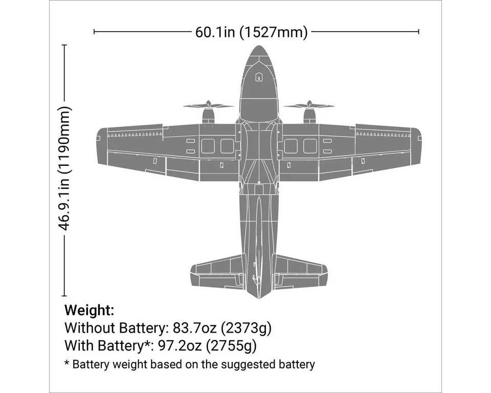 E-flite EFlite EC1500 EC-1500 1.5m BNF Twin Basic Electric Airplane ...