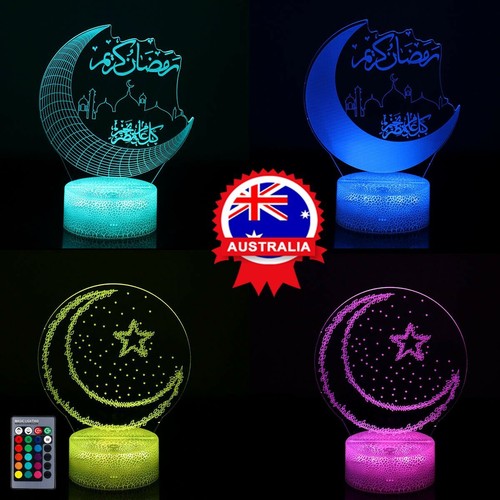 Ramadan LED Lights Desktop Moon Stars Remote Control Colorful Lamp ...