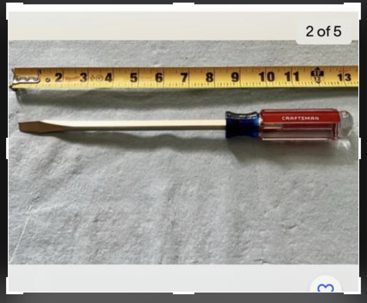 CRAFTSMAN #41587 AF WF 5/16" FLATHEAD SCREWDRIVER 12 1/5" LONG SLOTTED ...
