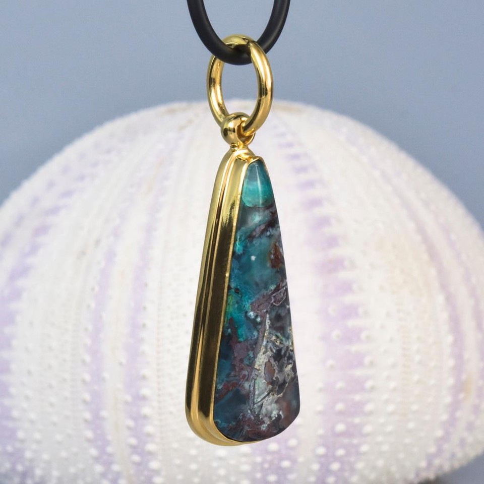 Pendant Gold Vermeil Sterling Silver Chrysocolla & Native Copper ...
