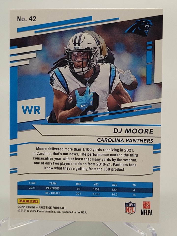 2022 PANINI PRESTIGE DJ MOORE BASE FOOTBALL CARD CAROLINA PANTHERS NFL ...