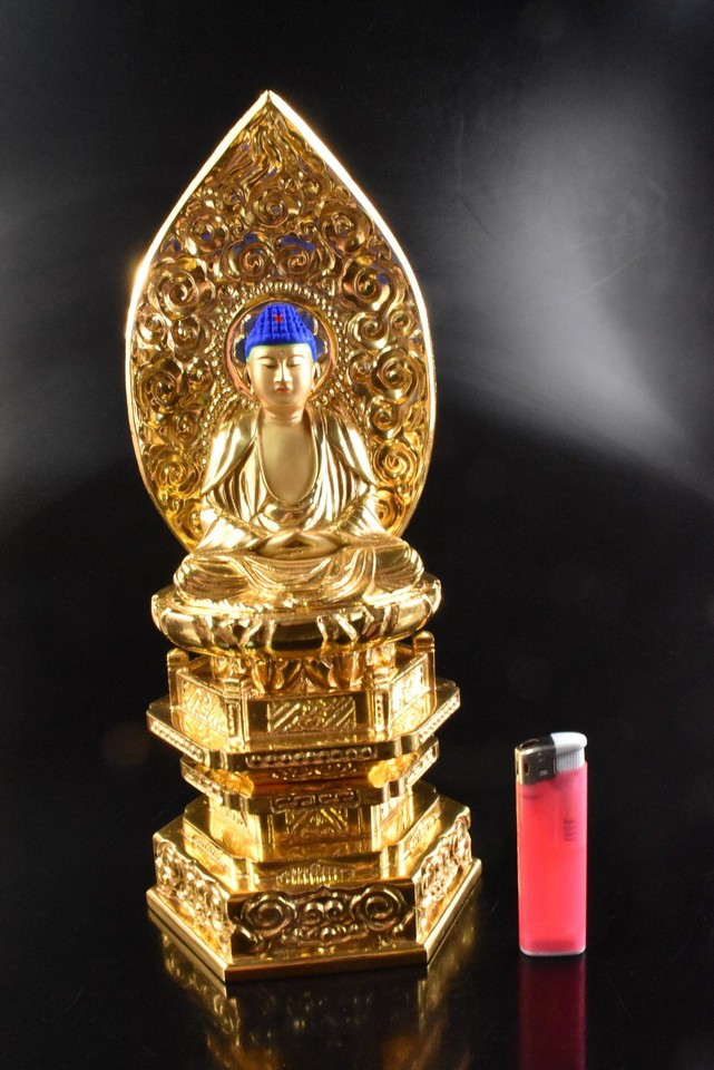 S221: Japanese Wooden Lacquer ware BUDDHIST STATUE sculpture Buddhist ...