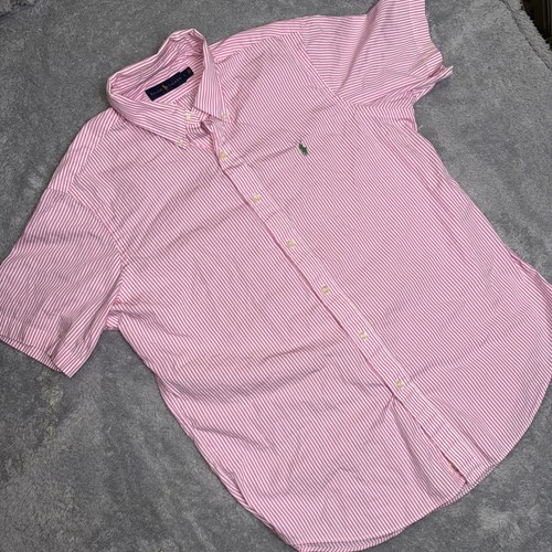ralph lauren polo button up shirt Large Pink And White | eBay