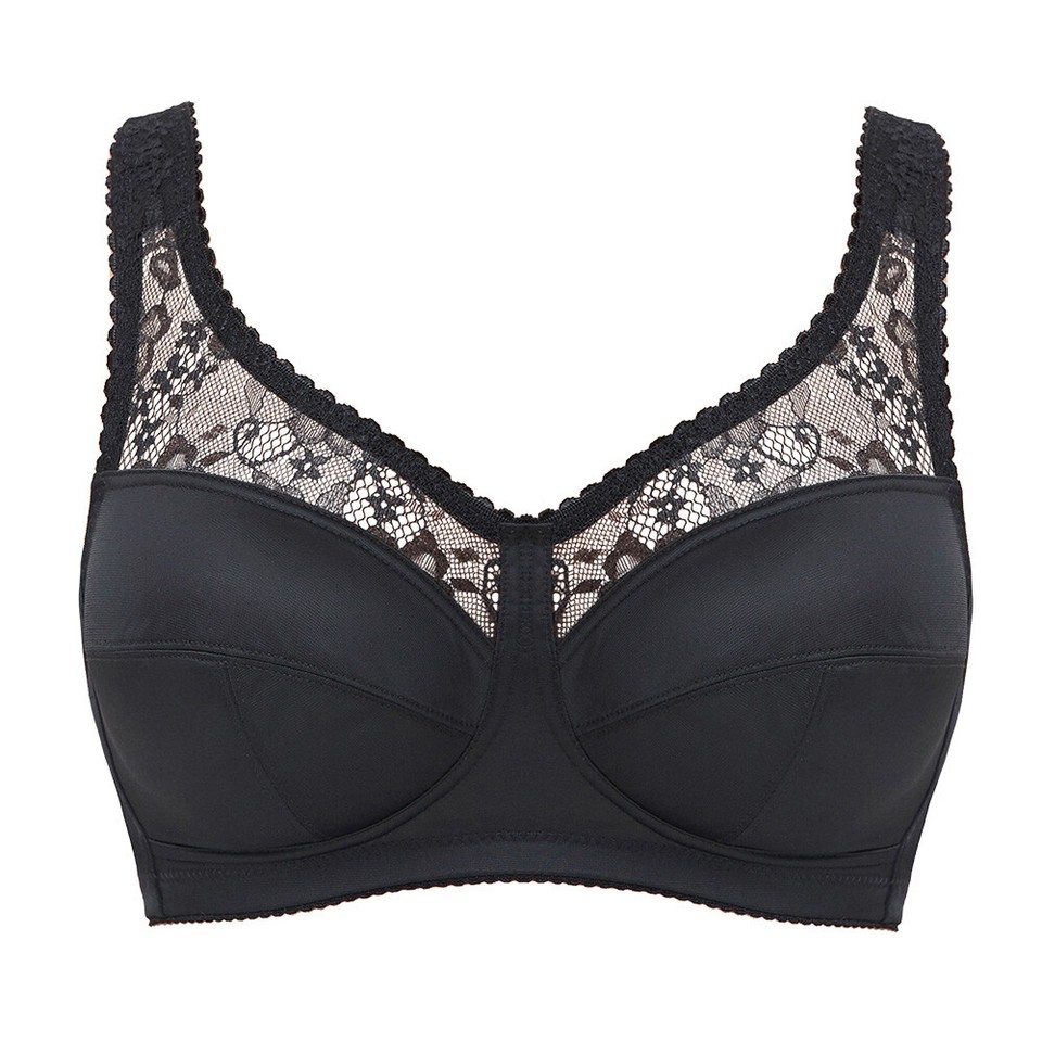 Firm Control Bra Ladies Wireless Soft Cup Non Padded Lace Bra Plus Size ...