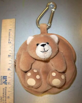 Cute BEAR coin purse w/ caribiner style Keyring , great for purse or ...